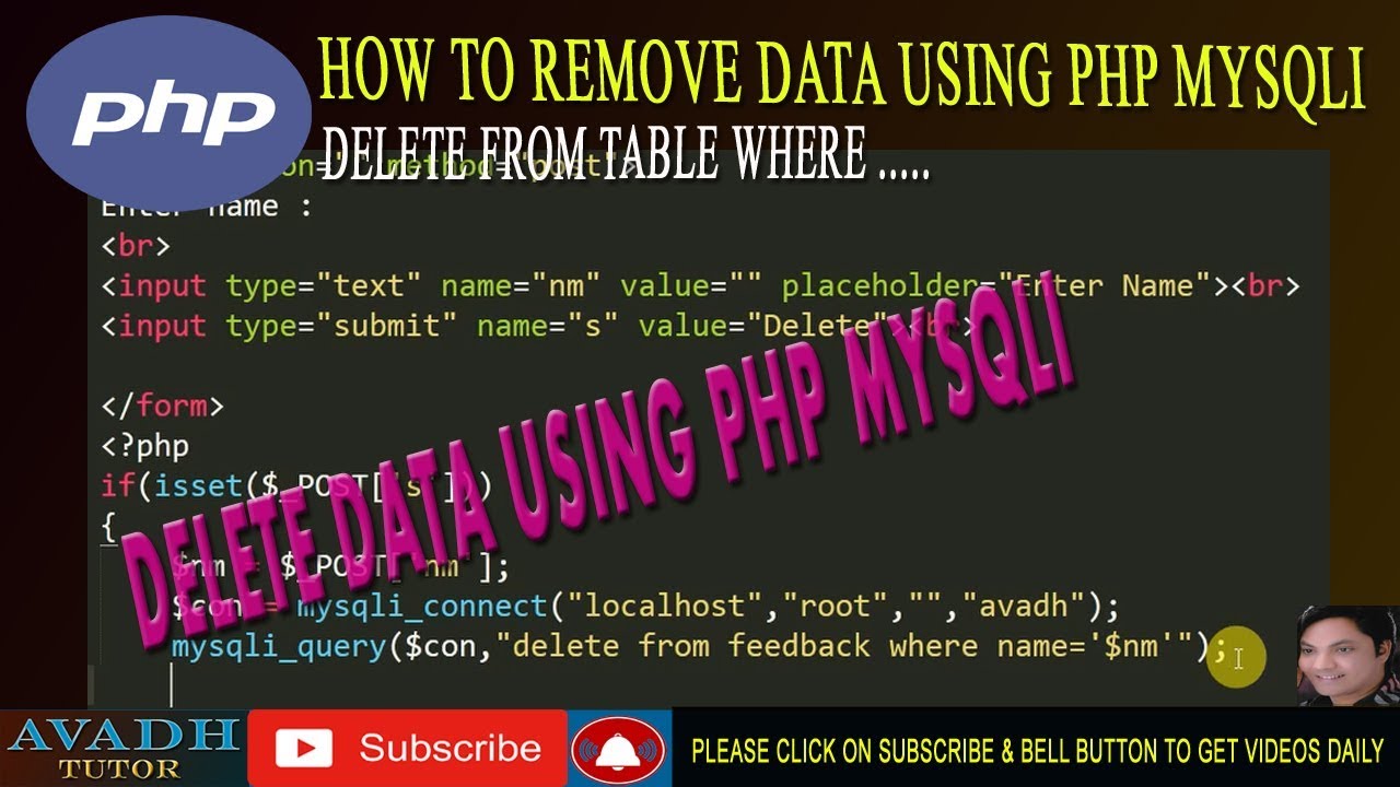 how to delete data using php mysqli | remove data using php mysqli | php mysqli tutorial