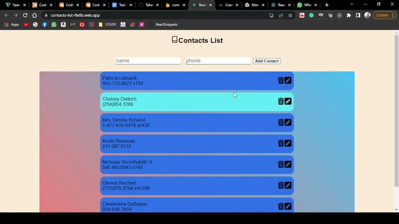 Contacts List App | React Application