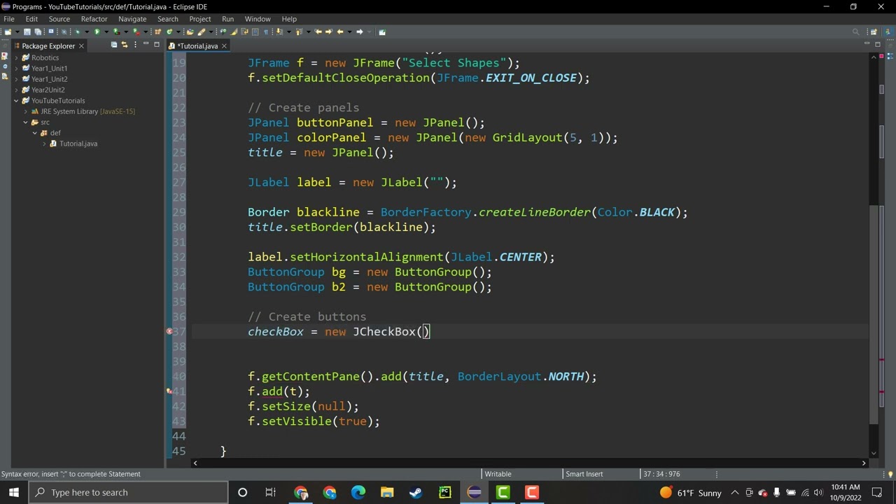 Java Swing - Select Geometric Shapes Prompt (Draw shapes based on checkbox)