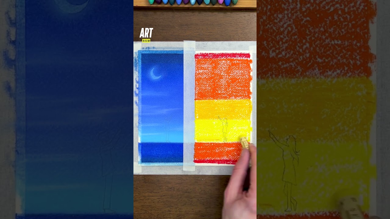 Oil pastel gradients are so easy with this method 🖍️🤯 #oilpastels #gradient #method #tutorial