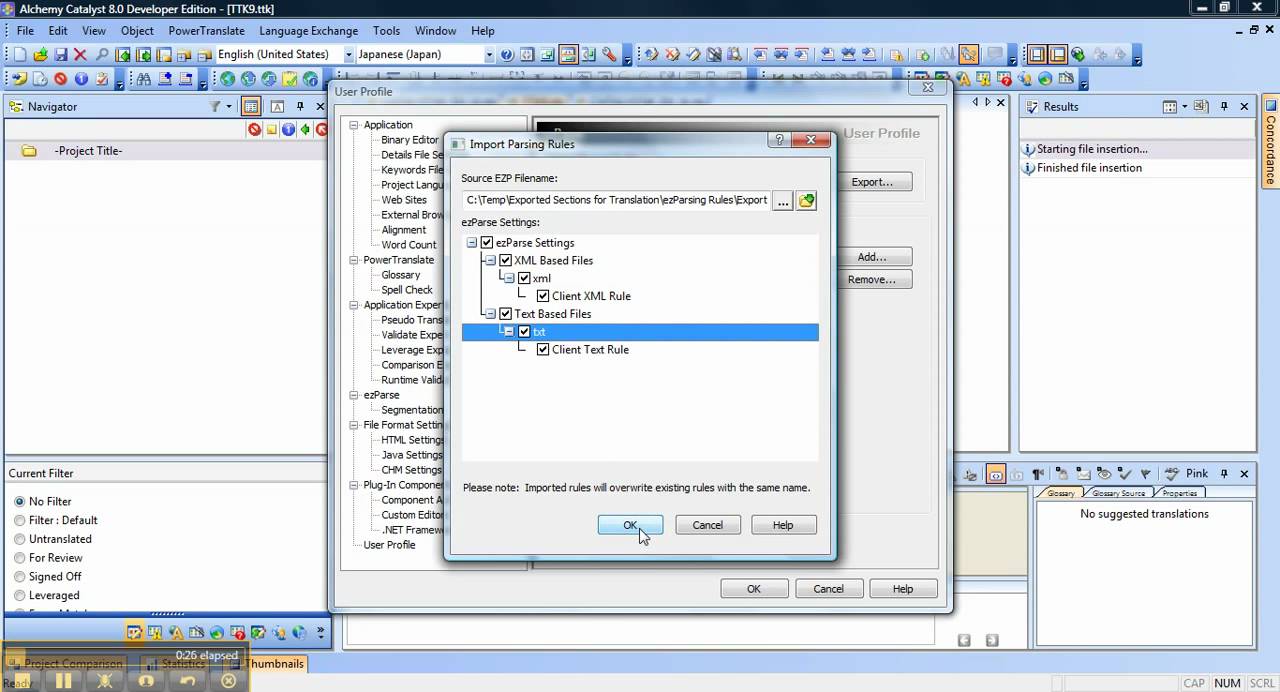 Importing ezParse Rules in Catalyst 8