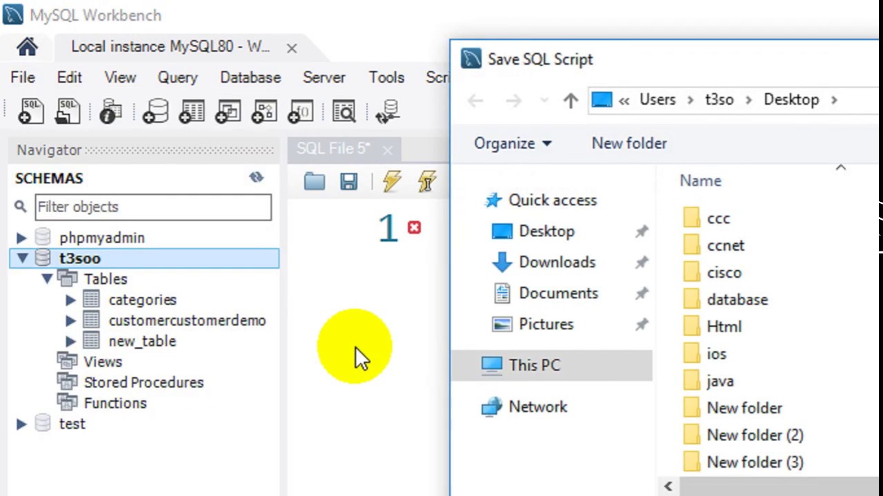 How to save SQL code in MySQL Workbench
