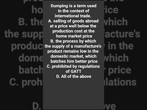 Dumping is a term that is used in financial markets as well as in international trade