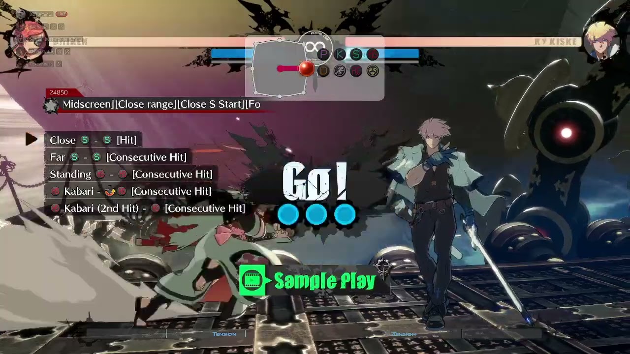 Baiken Basic Punish Combo with Dash Momentum