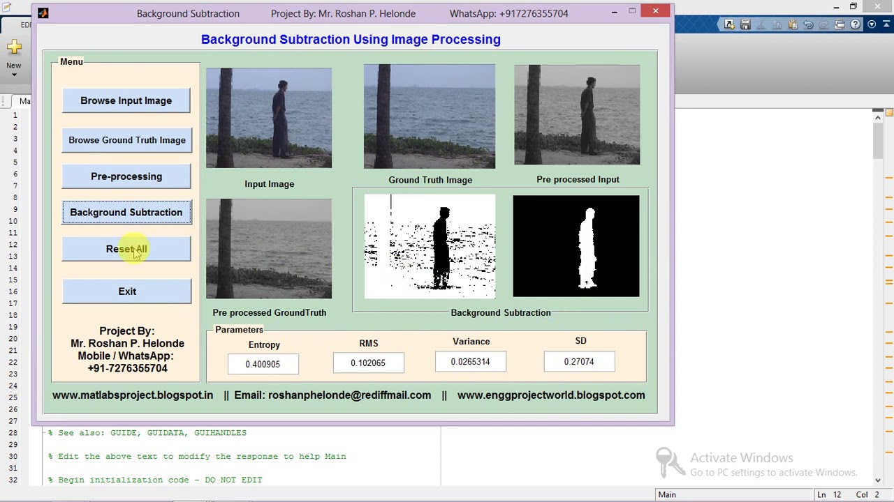 Matlab Code Background Subtraction Using Image Processing