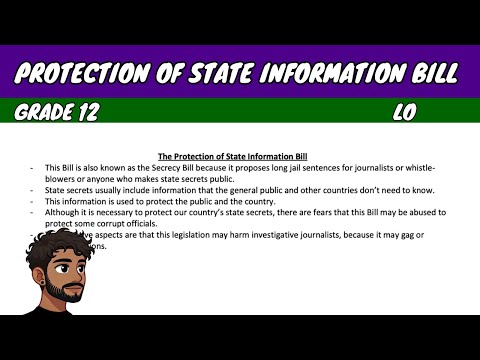Protection of State Information Bill | Grade 12 LO
