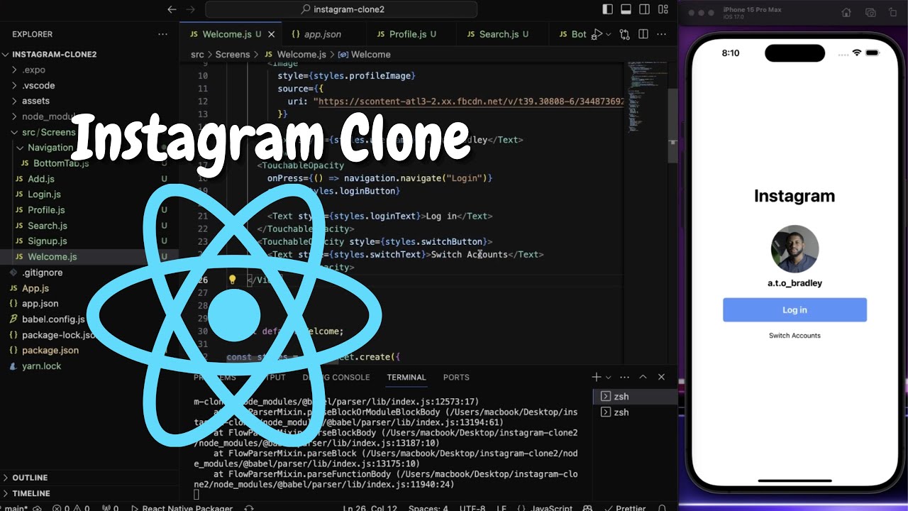 Build an Instagram clone with React Native, Expo (Styling Only)