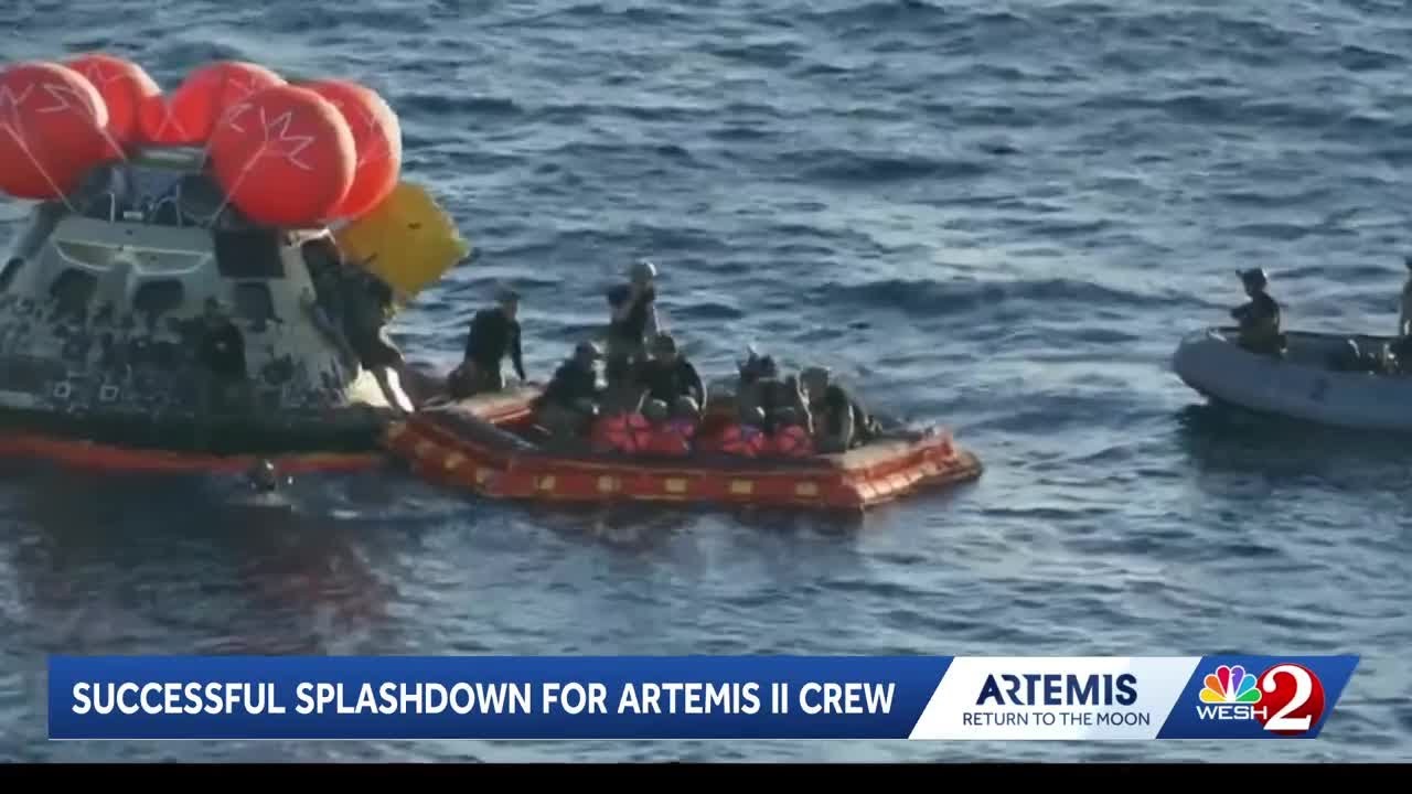 Four Artemis II astronauts emerge safely from Orion capsule, culminating landmark moon mission