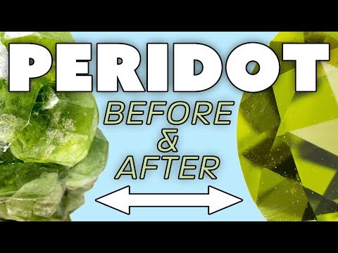 Peridot: Raw Gemstone Before and After