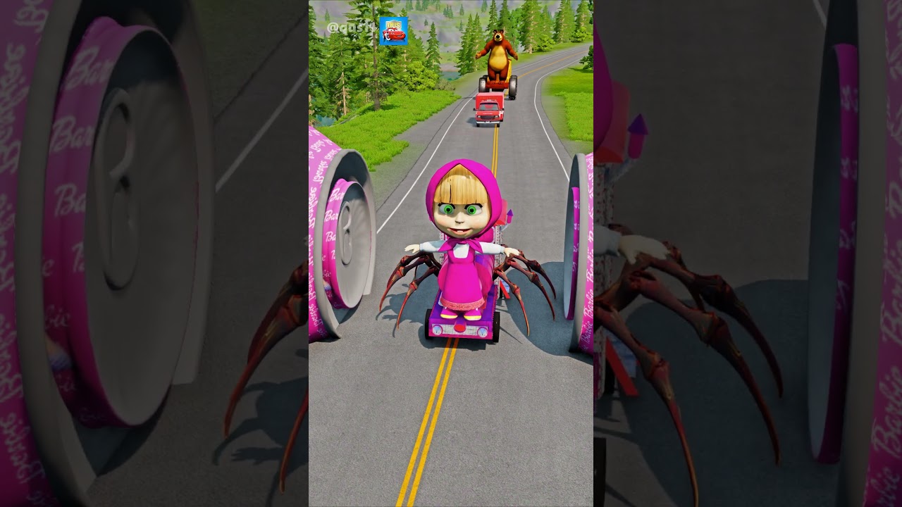 Crazy Cars & Funny Cars VS BOLLARD BARBIE Crush Splash in BeamNG.drive