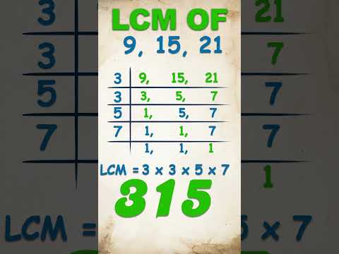 LCM of 9, 15, and 21 | #lcm #lcmandhcfquestions