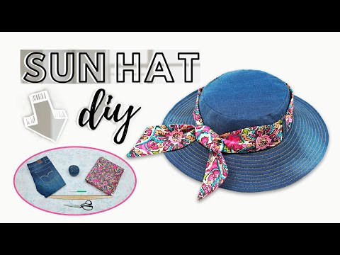 DIY Recycle old jeans to make a Sunscreen Hat | DIY Fashionable wide-brim hat