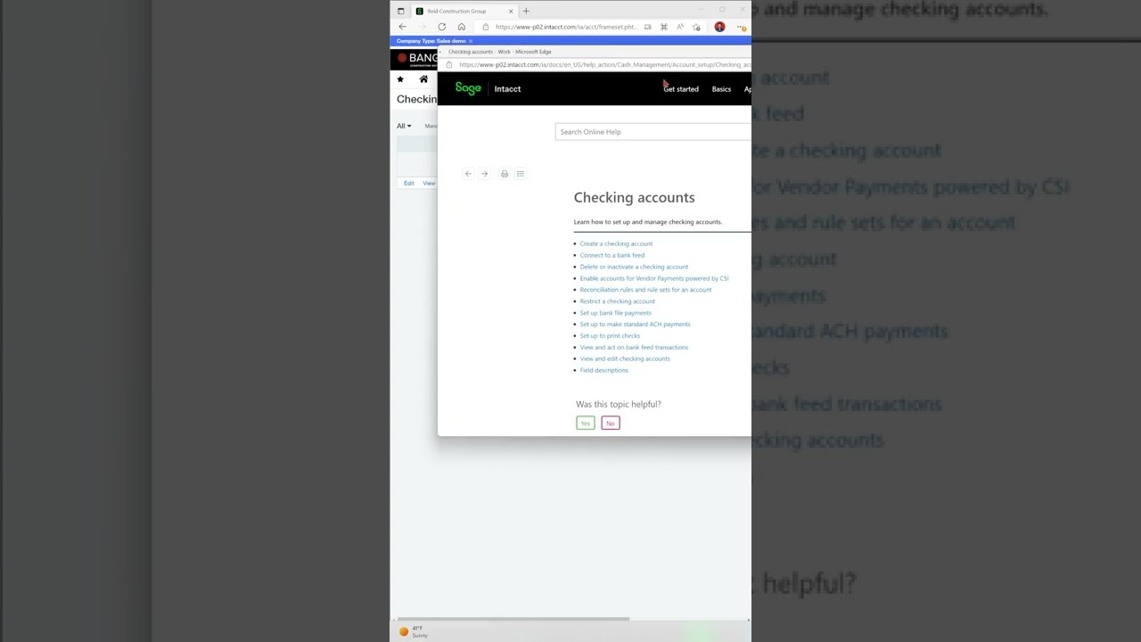 Get Help In Sage Intacct on a Specific Page