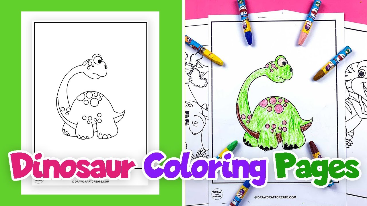 Cute Dinosaur Coloring Pages - Free Printables - Draw Craft Create