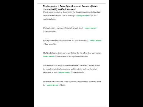 Fire Inspector II Exam Questions and Answers Latest Update 2023 Verified Answers