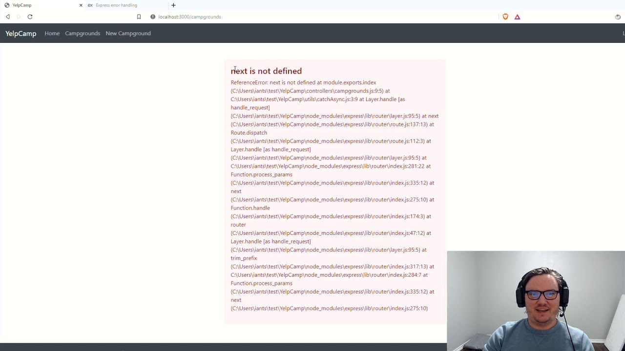 Next Function for Error Handling with Async Middleware