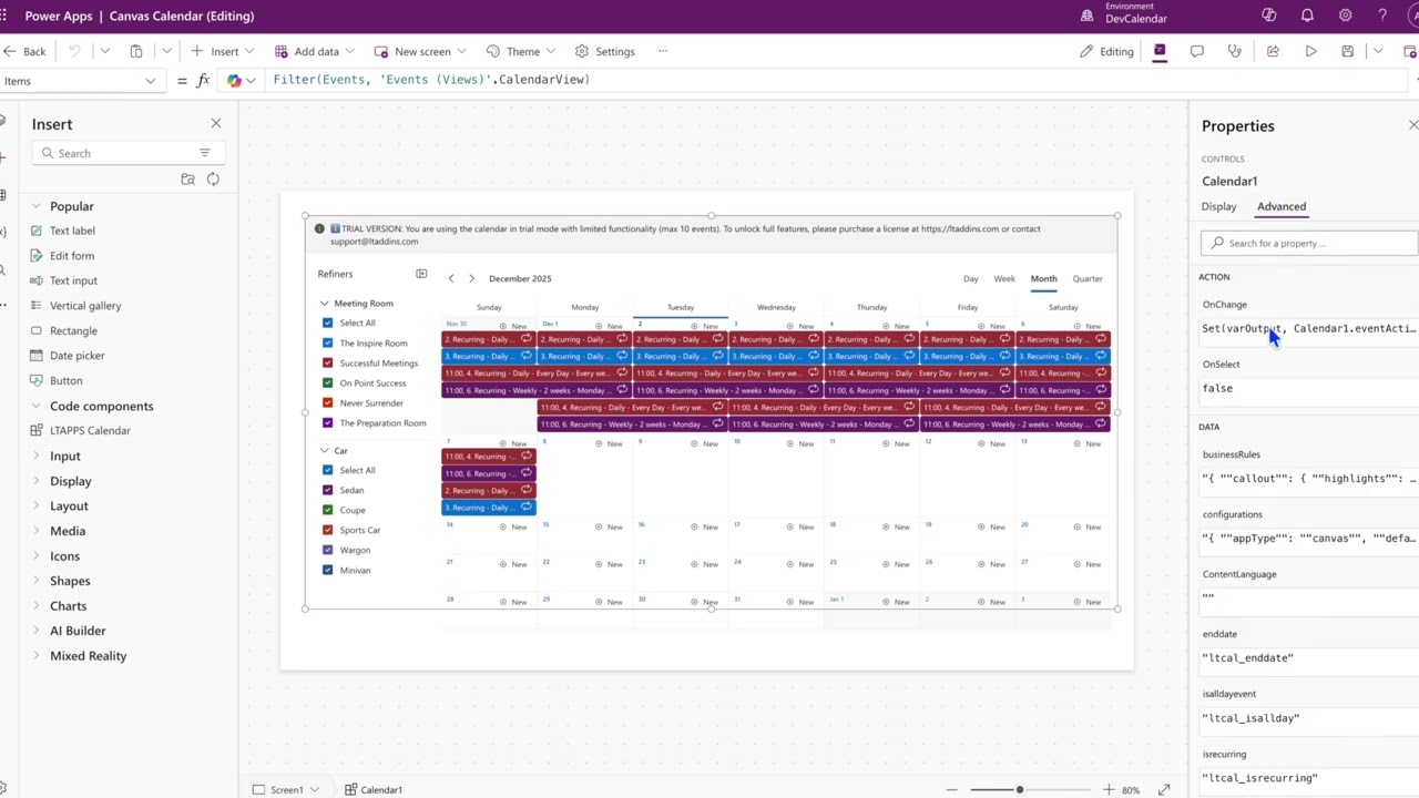 LTAPPS Calendar Overview