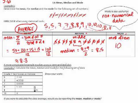 Grade 7 - 3.6 - Mean-Median-Mode - Mistake in Median