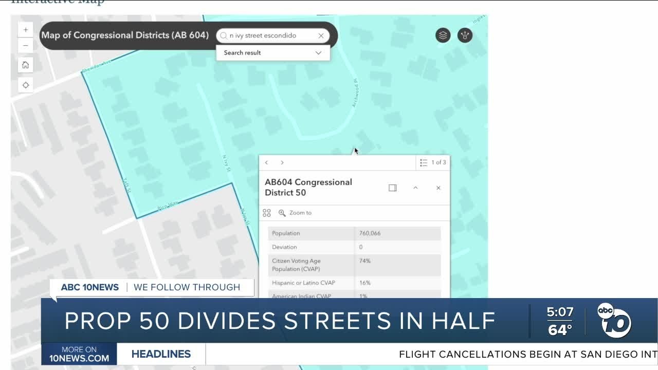 One Escondido street divided into two congressional districts in wake of Proposition 50