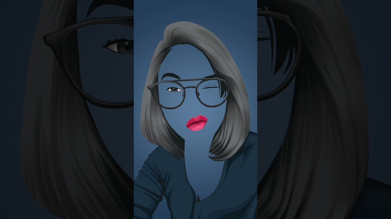 ALDSbS: Kiss #shorts #short #beautiful #art #vector #girl  #stepbystep #kiss #cute #glasses #woman