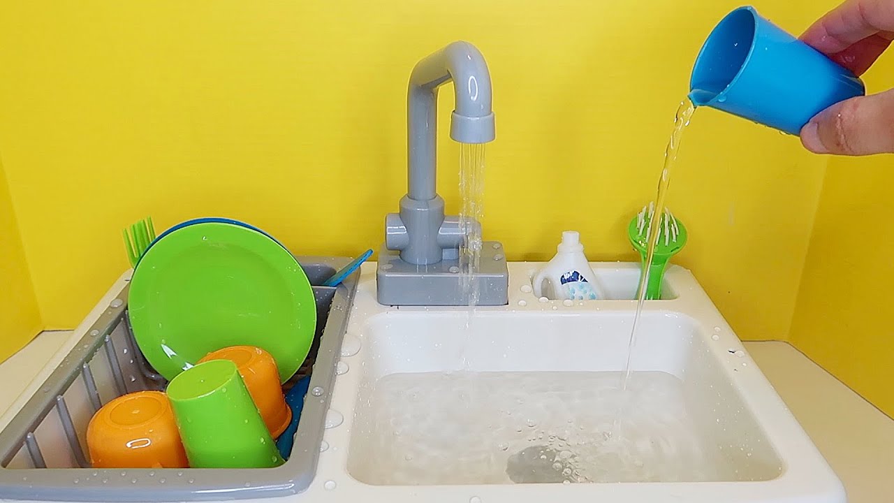 Kids Toy Kitchen Sink with Real Running Water Faucet Playset | Kitchen Toys for Children