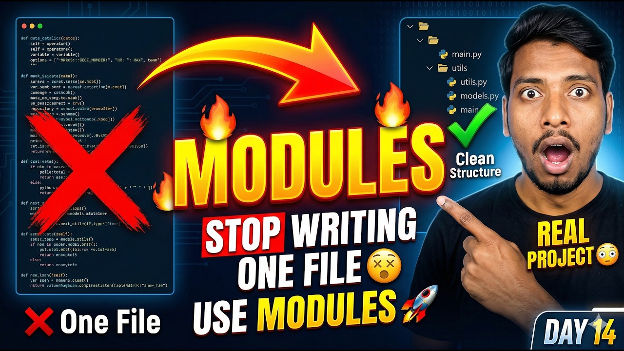 👉 Python Day 14 🔥 | Modules Explained with Real Projects | Clean Code Like Pro 🚀