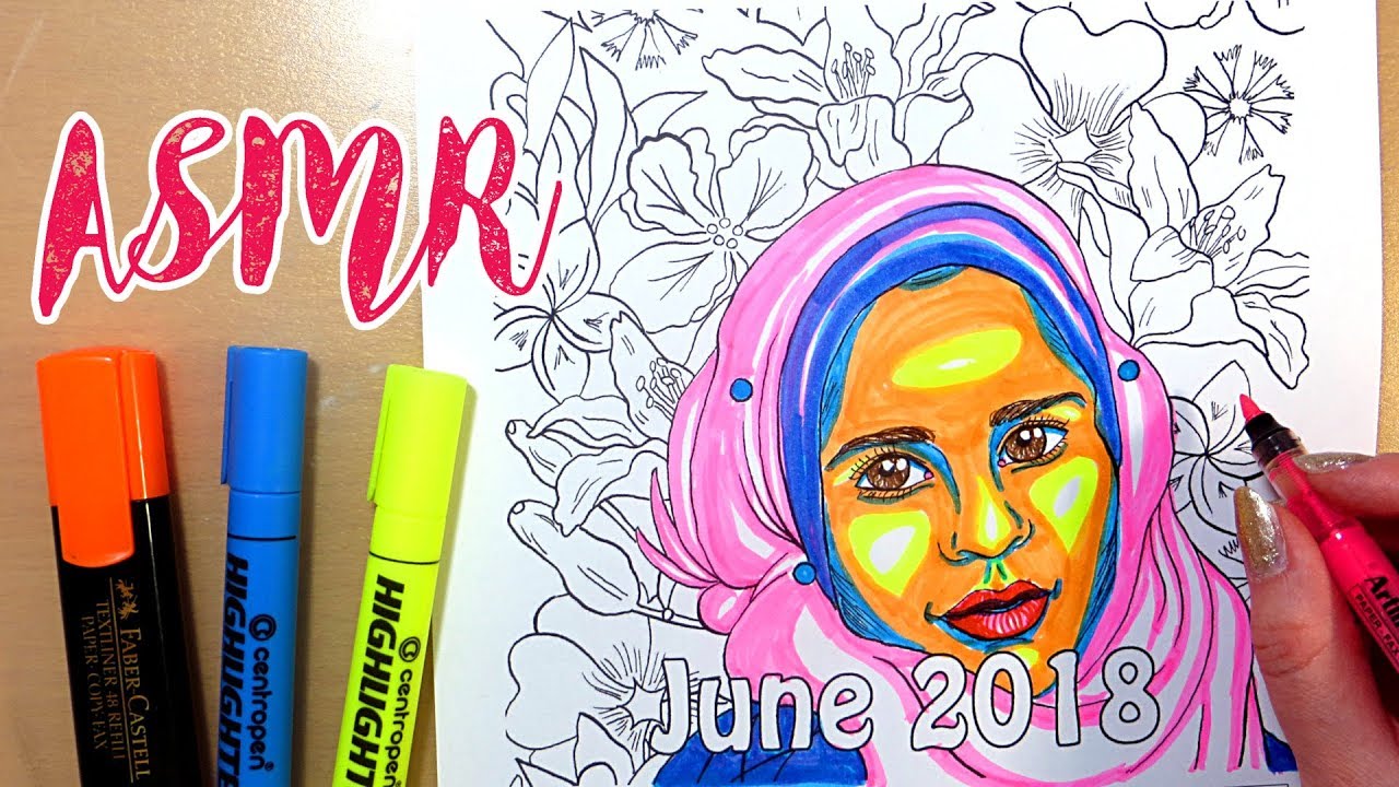 ASMR Coloring with Markers - No Talking || Muslim Girl Coloring Calendar