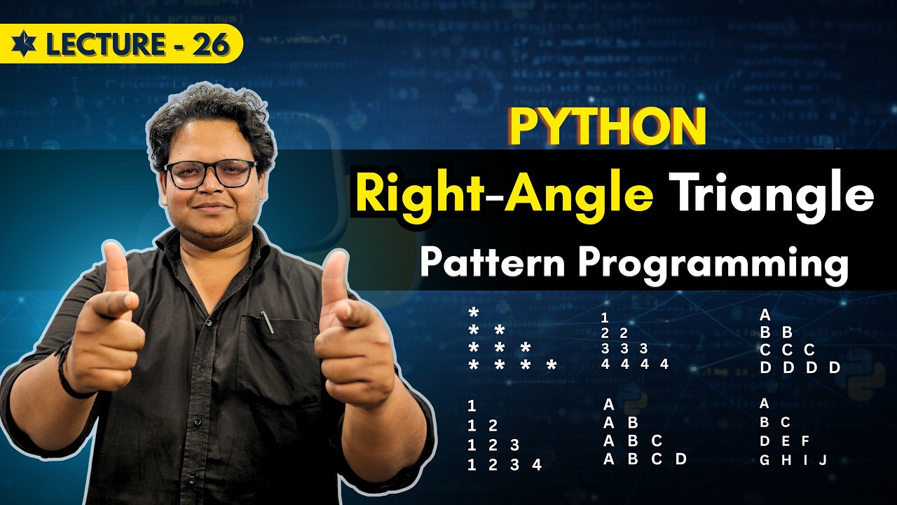 Right Angle Triangle Pattern in Python | Pattern Programming for Beginners | Zero to Placement