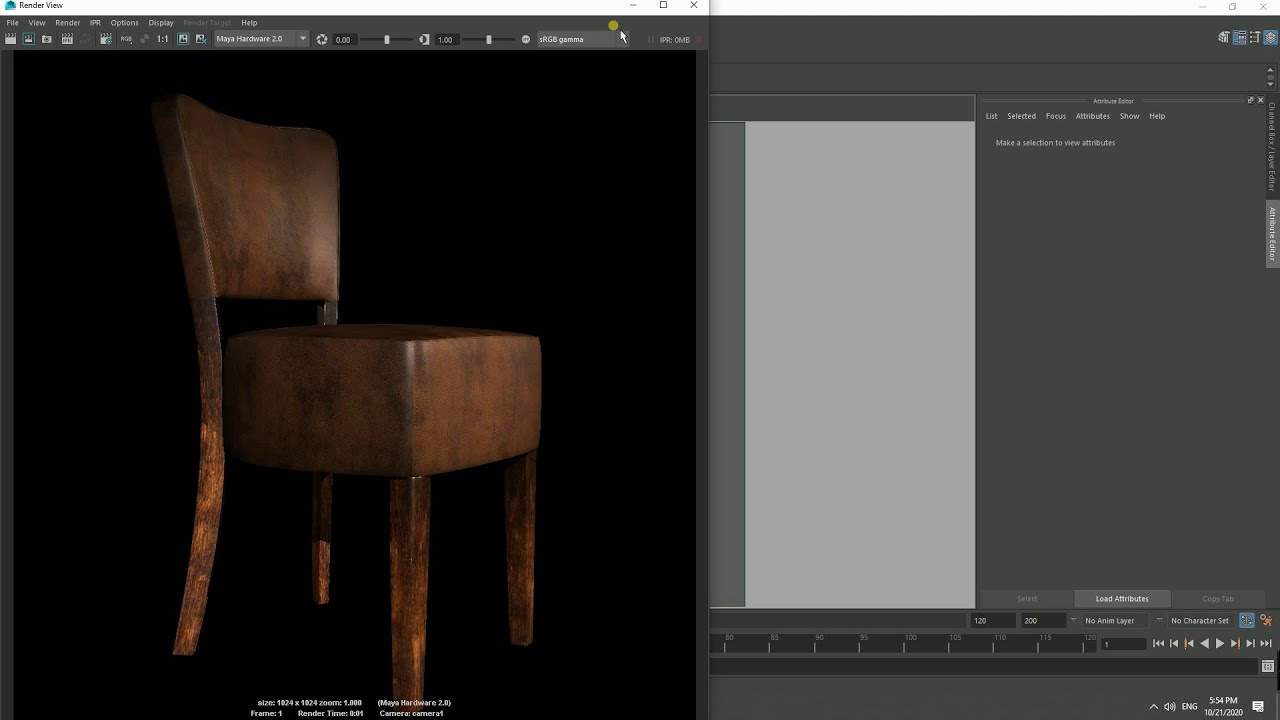 Leather Chair Maya realtime rendering Tutorial
