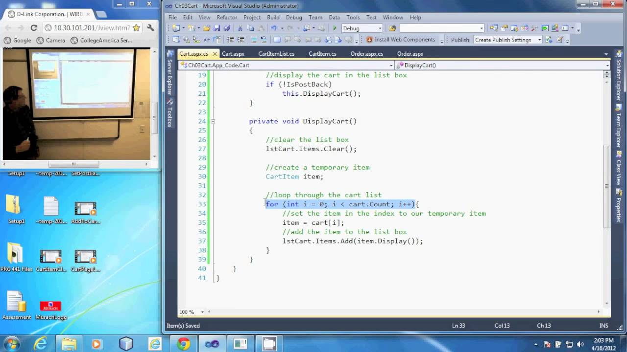 PRG 310 - The DisplayCart C# Code