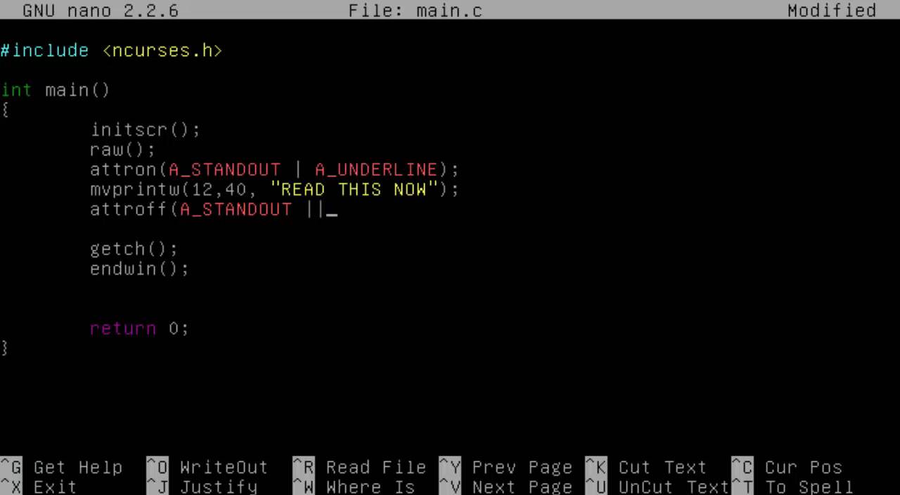 NCurses Tutorial 3 Attributes