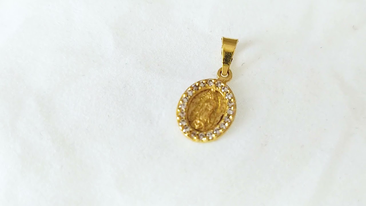 Medalla (Sin Cadena) Oro 18k Laminado #144 Virgen de Guadalupe con marco con piedra de circonia