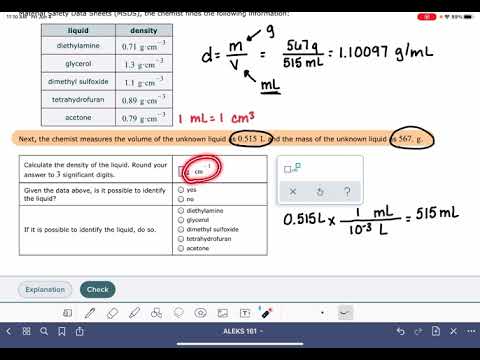 ALEKS: Calculating mass density
