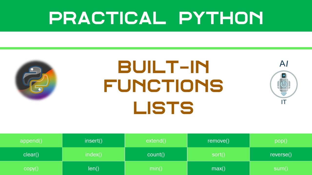 Class 9,10 Artificial Intelligence | Practical Python | Lists (Built-in functions)
