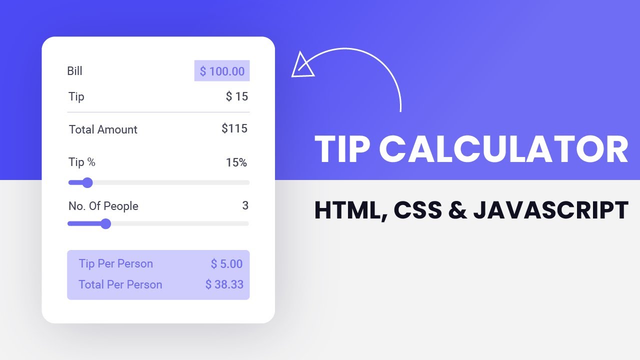 Tip Calculator | HTML, CSS & Javascript | With Source Code
