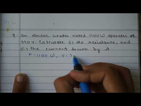 An electric heater rated 1100 W operates at 220V. Calculate its resistance and the current drawn by
