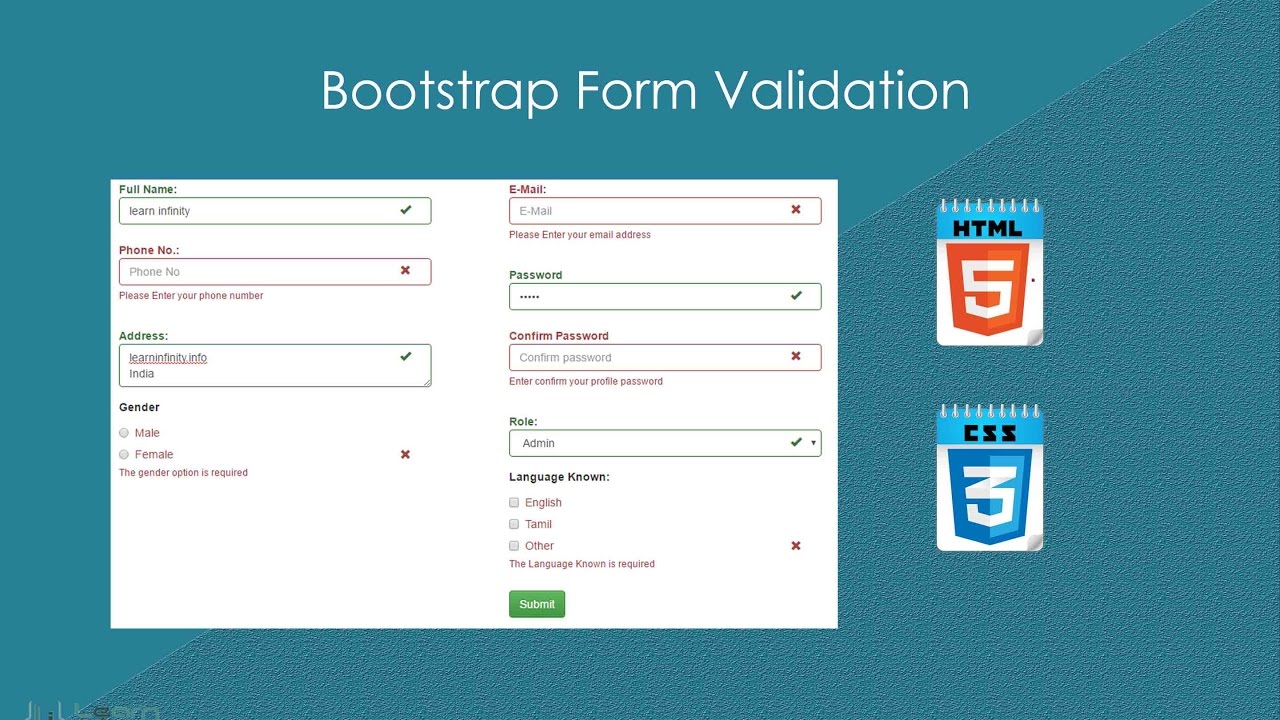 Bootstrap Form Validation - Learn Infinity