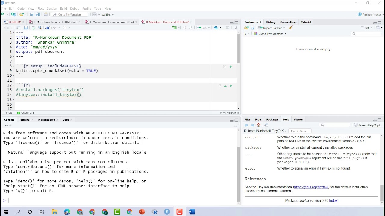R Tutorial R-Markdown Shorter Version - Produce Word, HTML, PDF Documents
