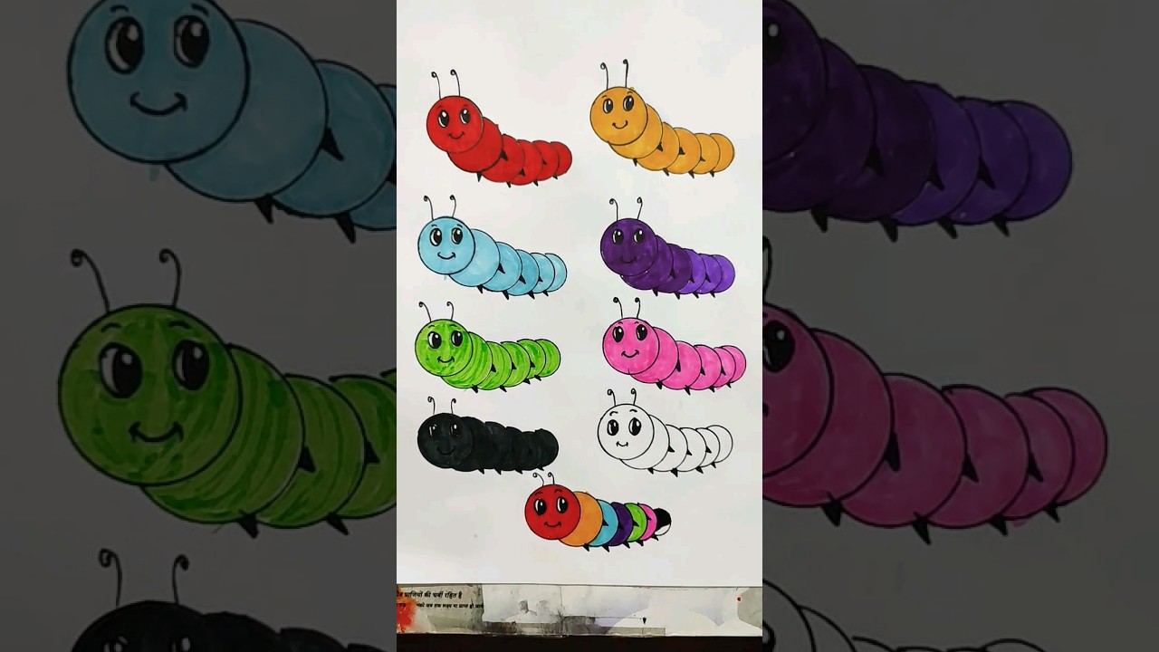 caterpillar 🐛 in 🌈 colours😍😍😍 #satisfyingvideo #shorts