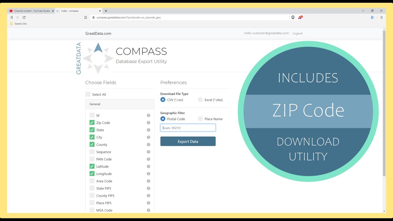 ZIP Code Database by GreatData.com
