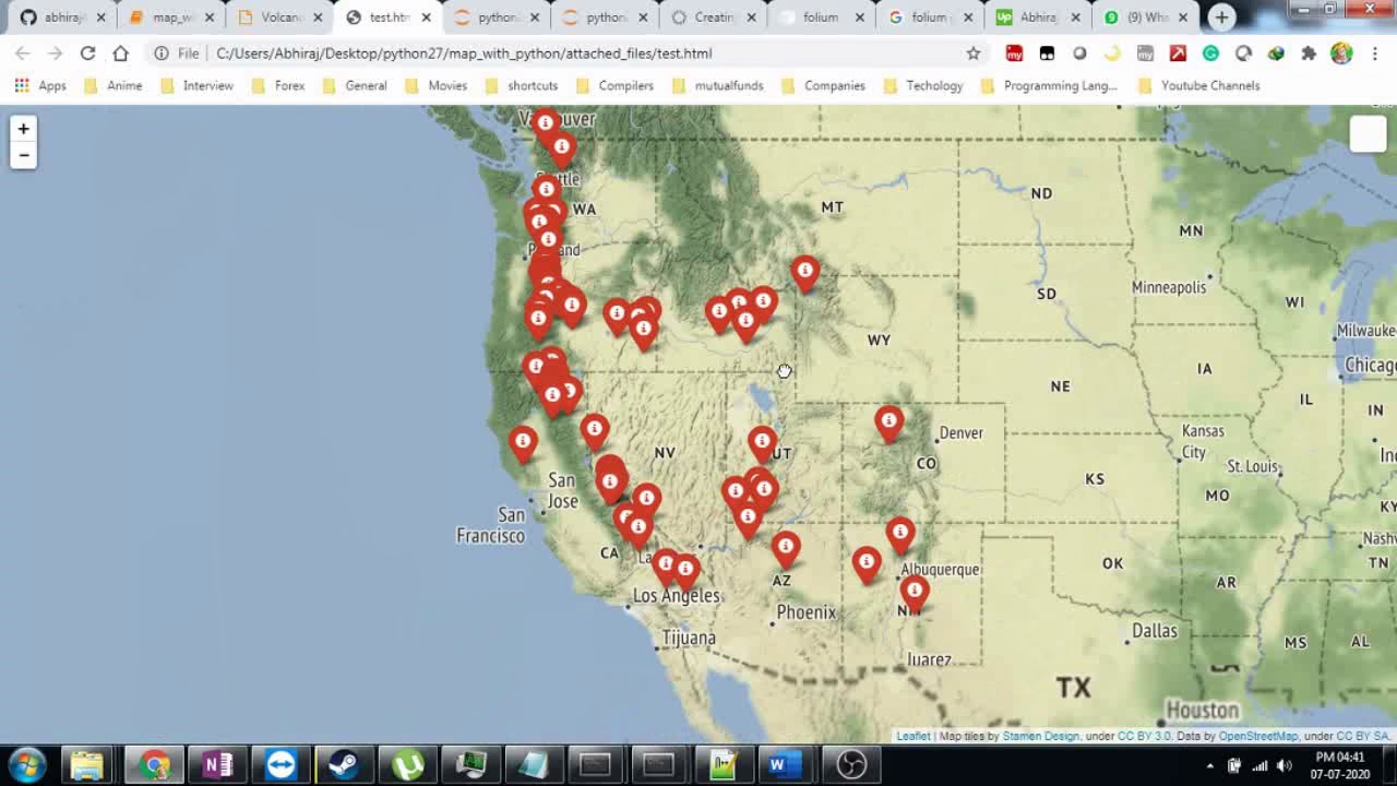 World Map with Python using Folium module