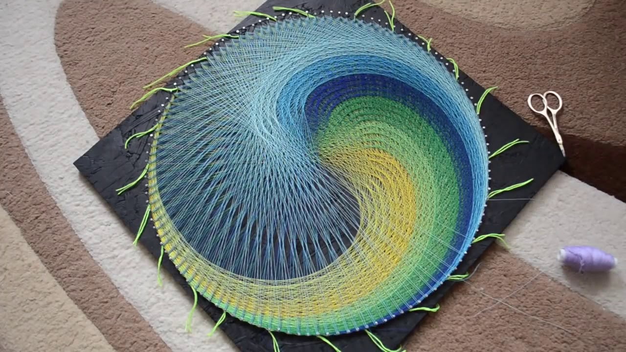 STRING ART TUTORIAL   TIMELAPSE   geometric hypnotizing picture