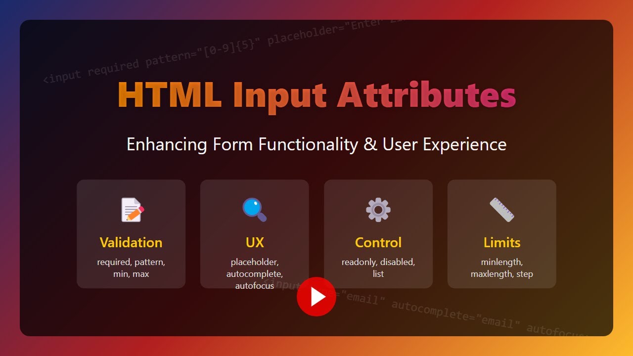 Master HTML Input Attributes: Enhance Forms & User Experience