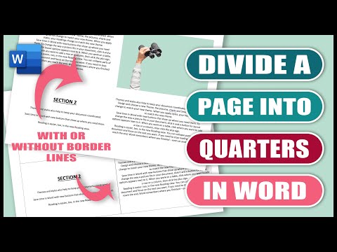 How to DIVIDE a page into QUARTERS in word | WORD TUTORIALS