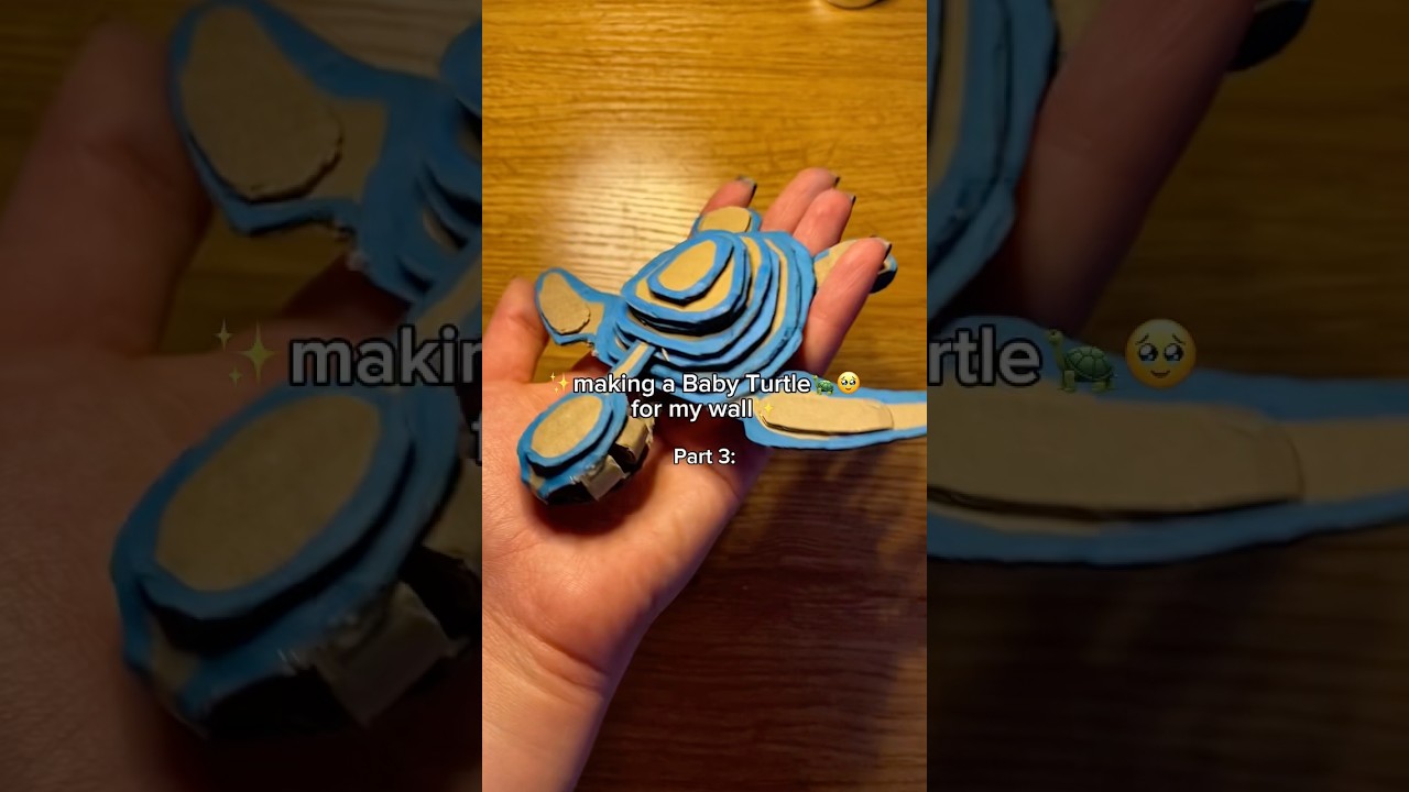 🐢🥹 Making a BABY TURTLE for my wall 🐢 DIY Cardboard Craft Tutorial #diy #cardboard #turtle