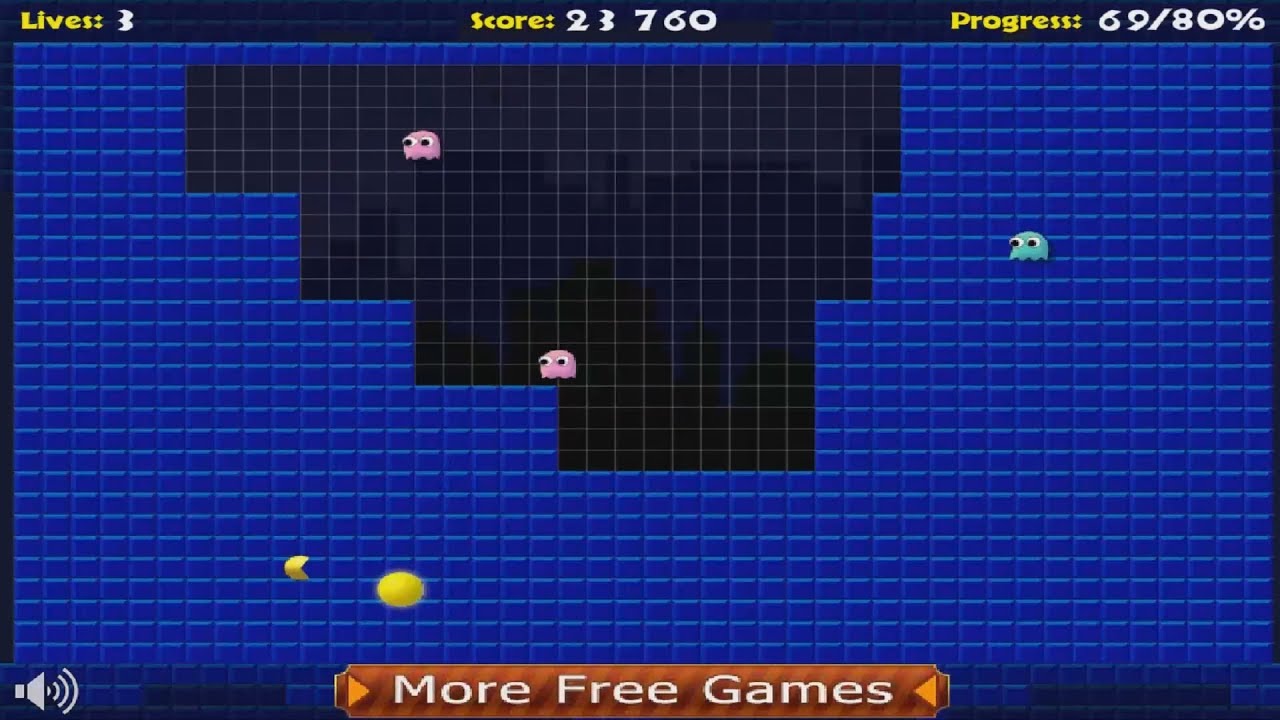PAC XON DELUXE PACXON ONLINE QIX CLONE & PACMAN PAC MAN ELEMENTS FROM EL POG COM