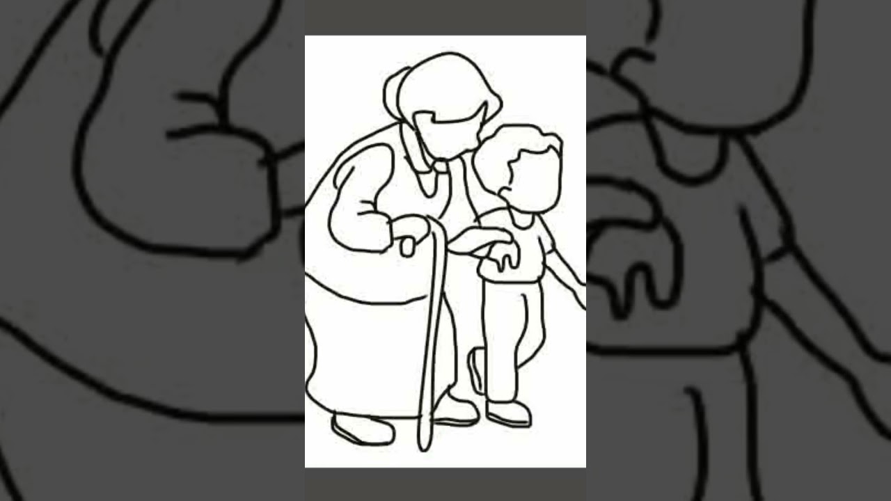 nieto camina con la abuela #dibujokawaii