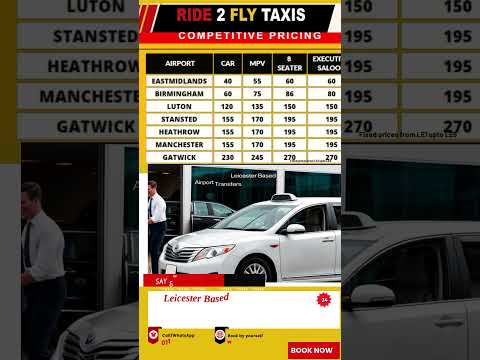 Comfortable & Reliable Ride2fly Airport Transfers and Long Distance Taxi Service in Leicester, UK