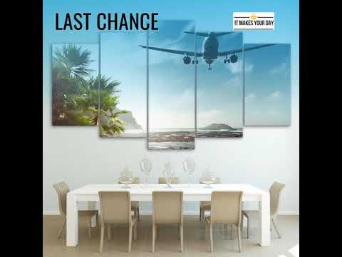 5 Piece Airplane Fly Over Sea Canvas Wall Art Painting