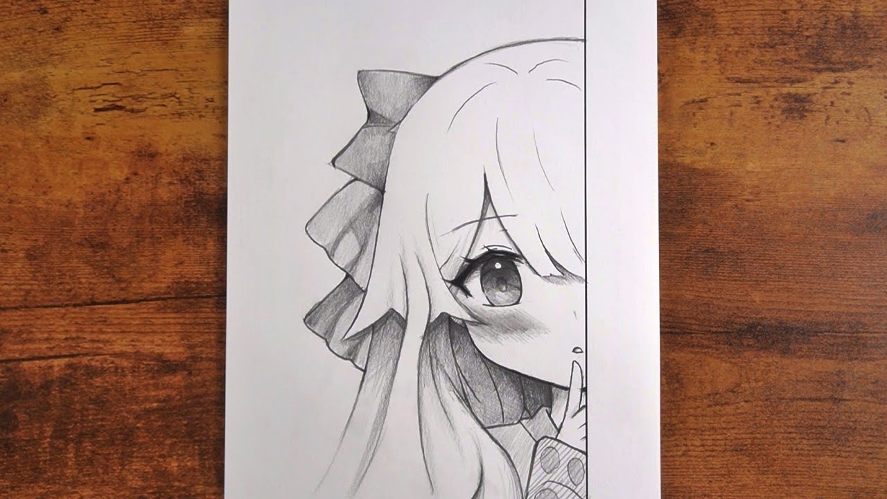 SHY ANIME GIRL PEERING | Easy Pencil Sketch Tutorial (Easy to Sketch)